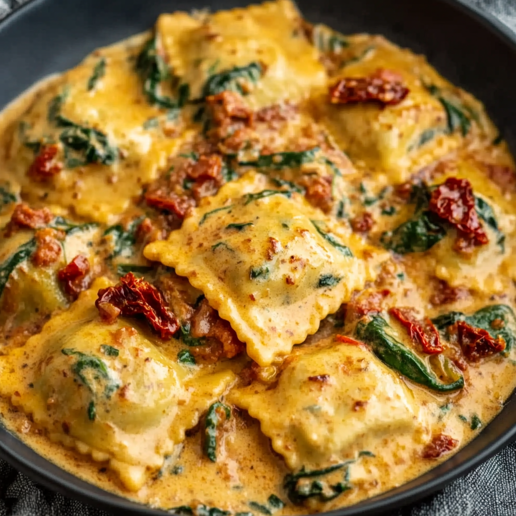 Creamy Tuscan Ravioli - NorthEast Nosh Recipes