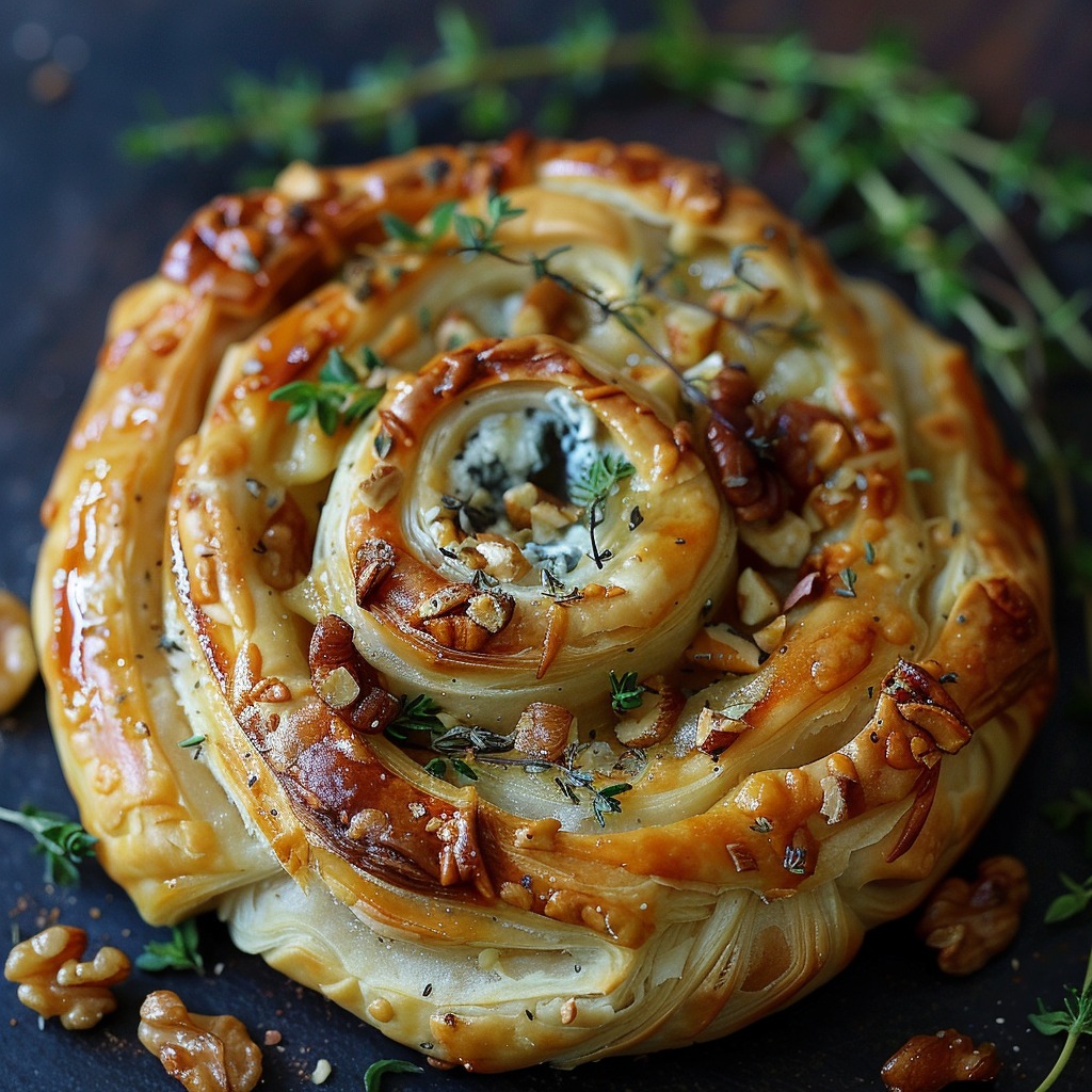 Blue Cheese Walnut Thyme Puff Pastry Twirls - NorthEast Nosh Recipes