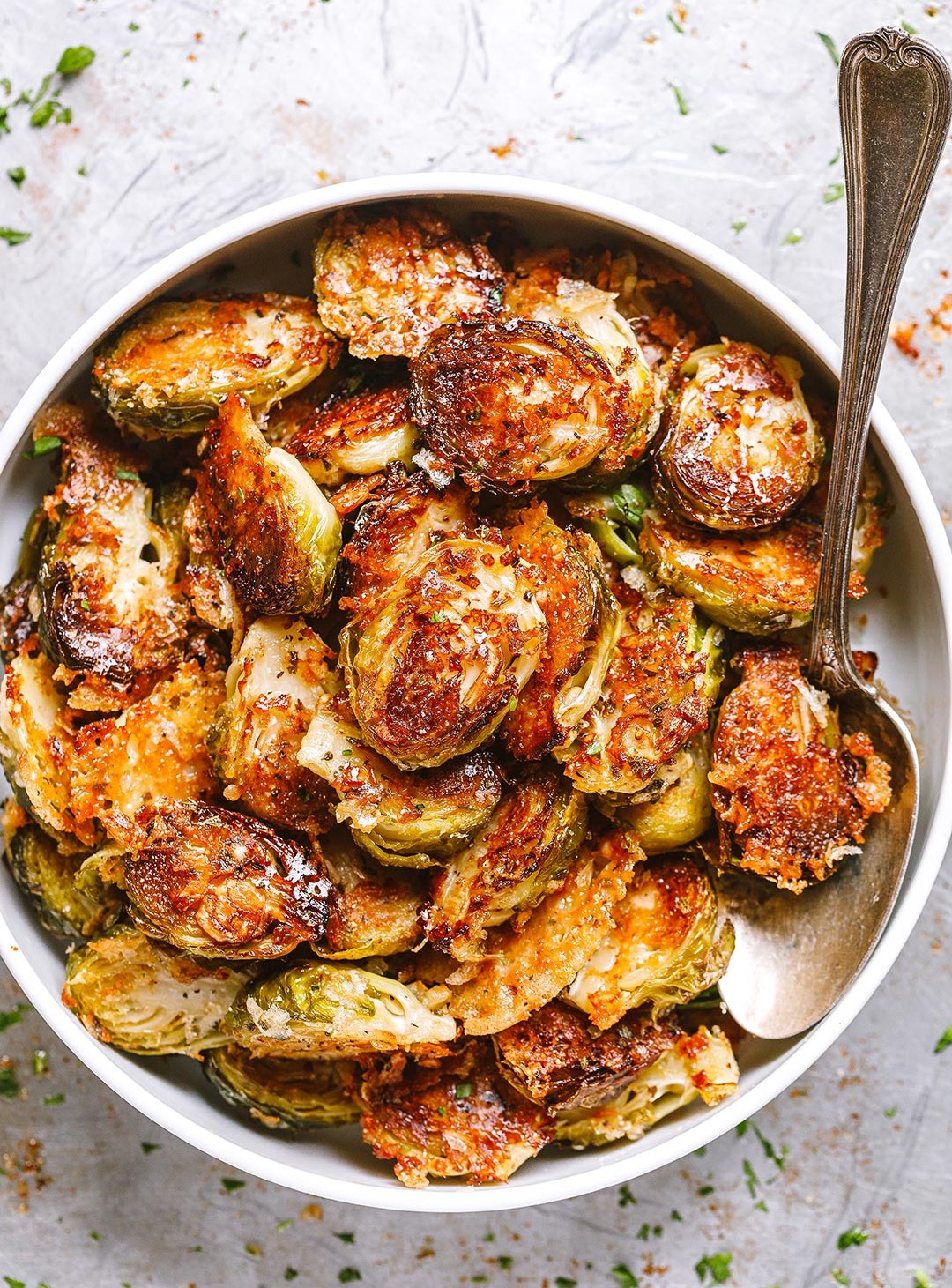 Garlic Parmesan Roasted Brussel Sprouts - NorthEast Nosh Recipes