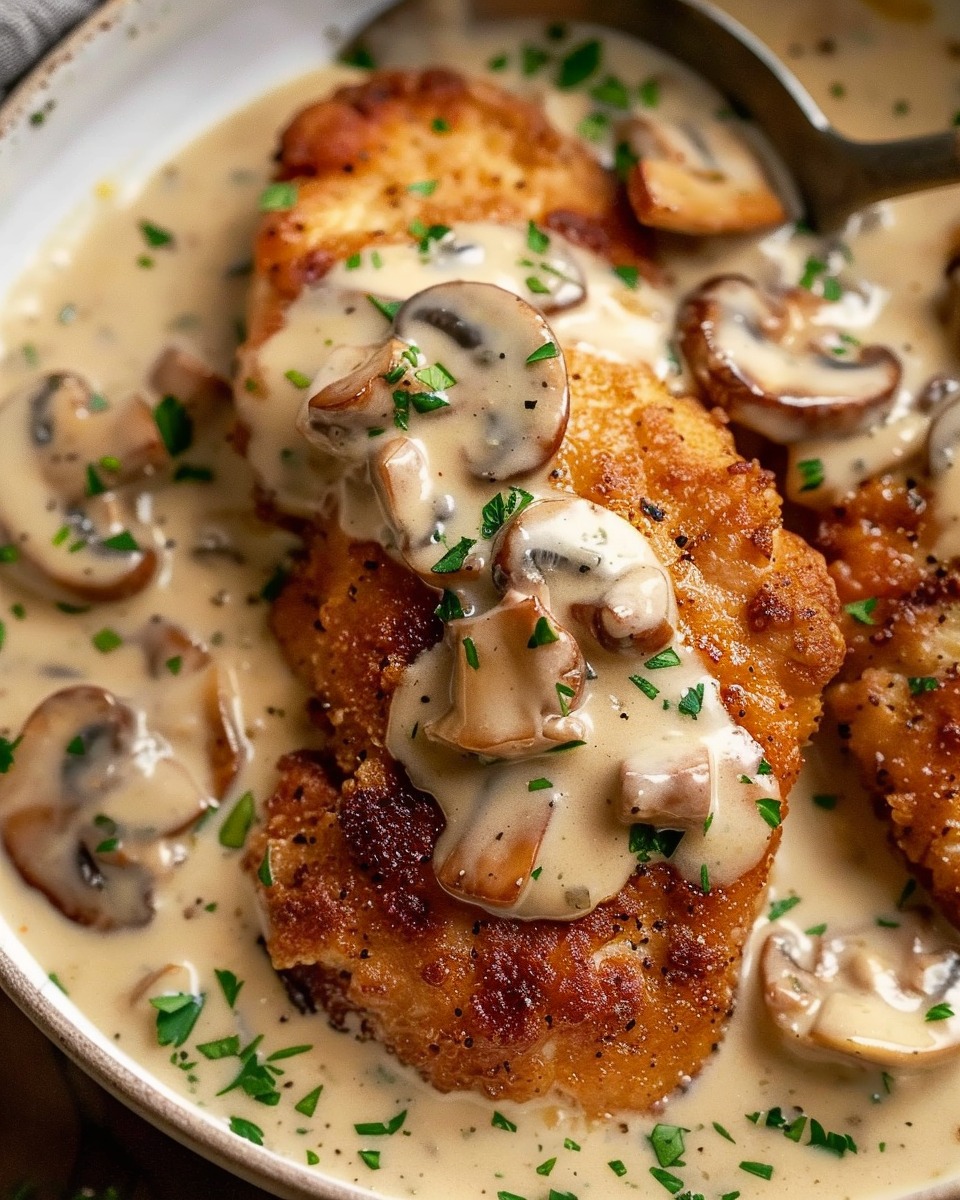 Golden Crispy Chicken with Creamy Mushroom Sauce - NorthEast Nosh Recipes