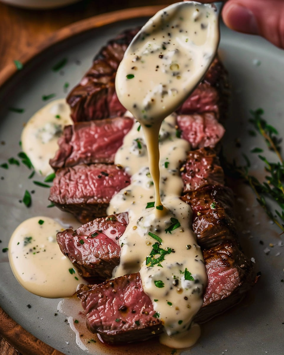 Pan-Seared New York Strip Steak with Gorgonzola Cream Sauce - NorthEast ...