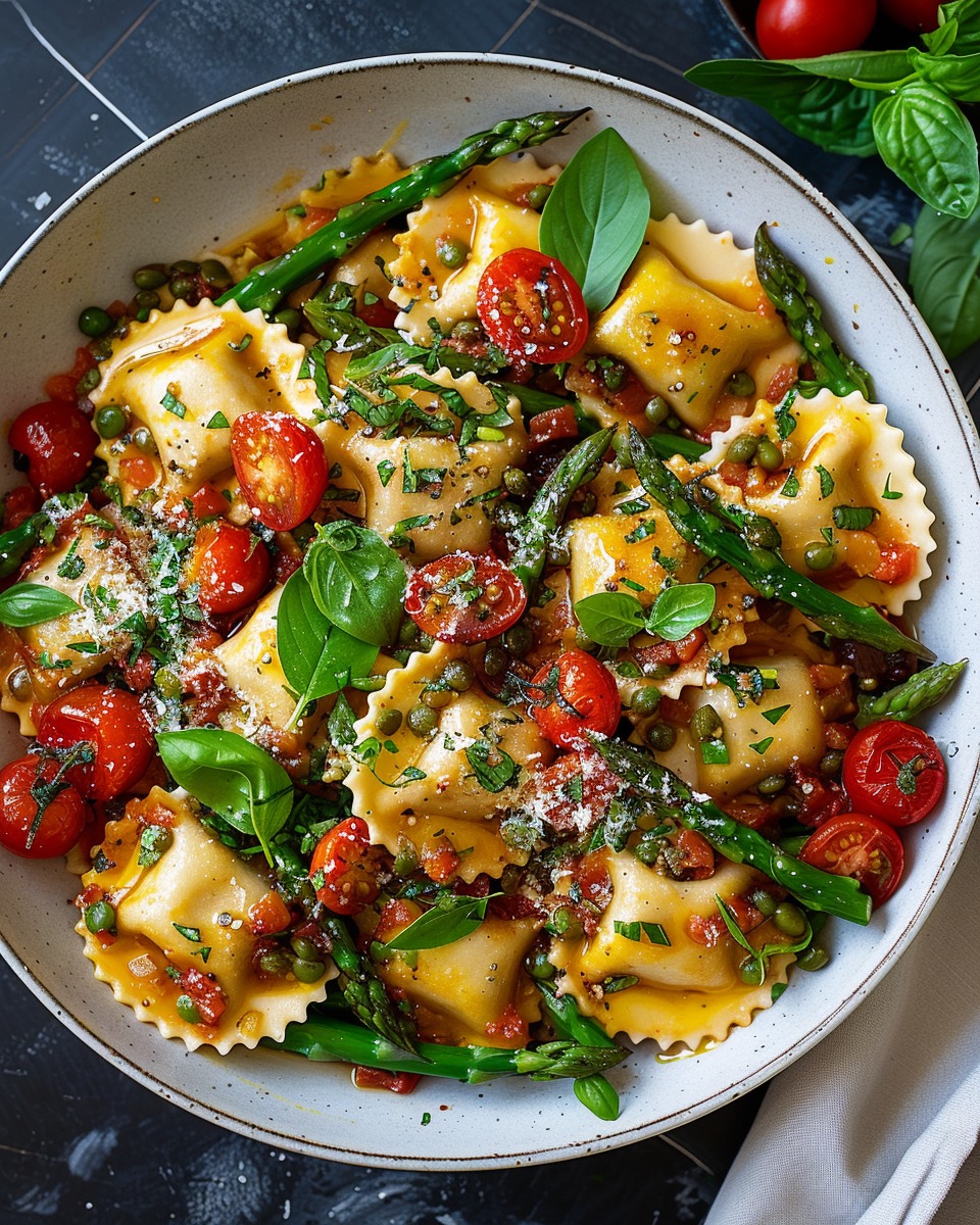 Sun-Kissed Ravioli with Tomato, Asparagus, and Herbs - NorthEast Nosh Recipes