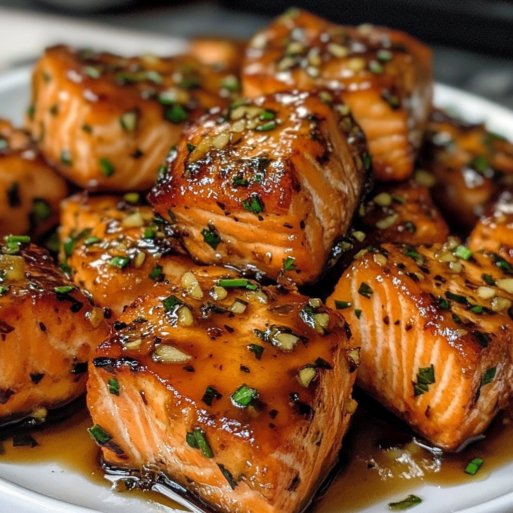 Honey Butter Garlic Glazed Salmon Bites - NorthEast Nosh Recipes