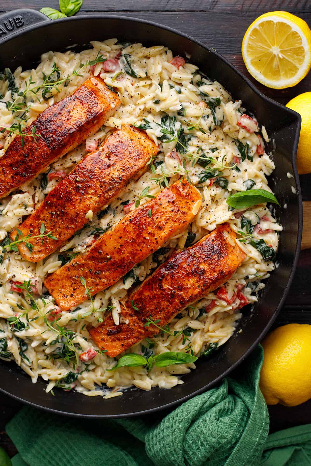 Creamy Salmon & Spinach Orzo - NorthEast Nosh Recipes